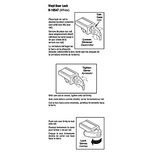 Prime-Line U 10547 7/8 In. White-Painted Diecast Vinyl Patio Door Lock with Adjustable (Single Pack)