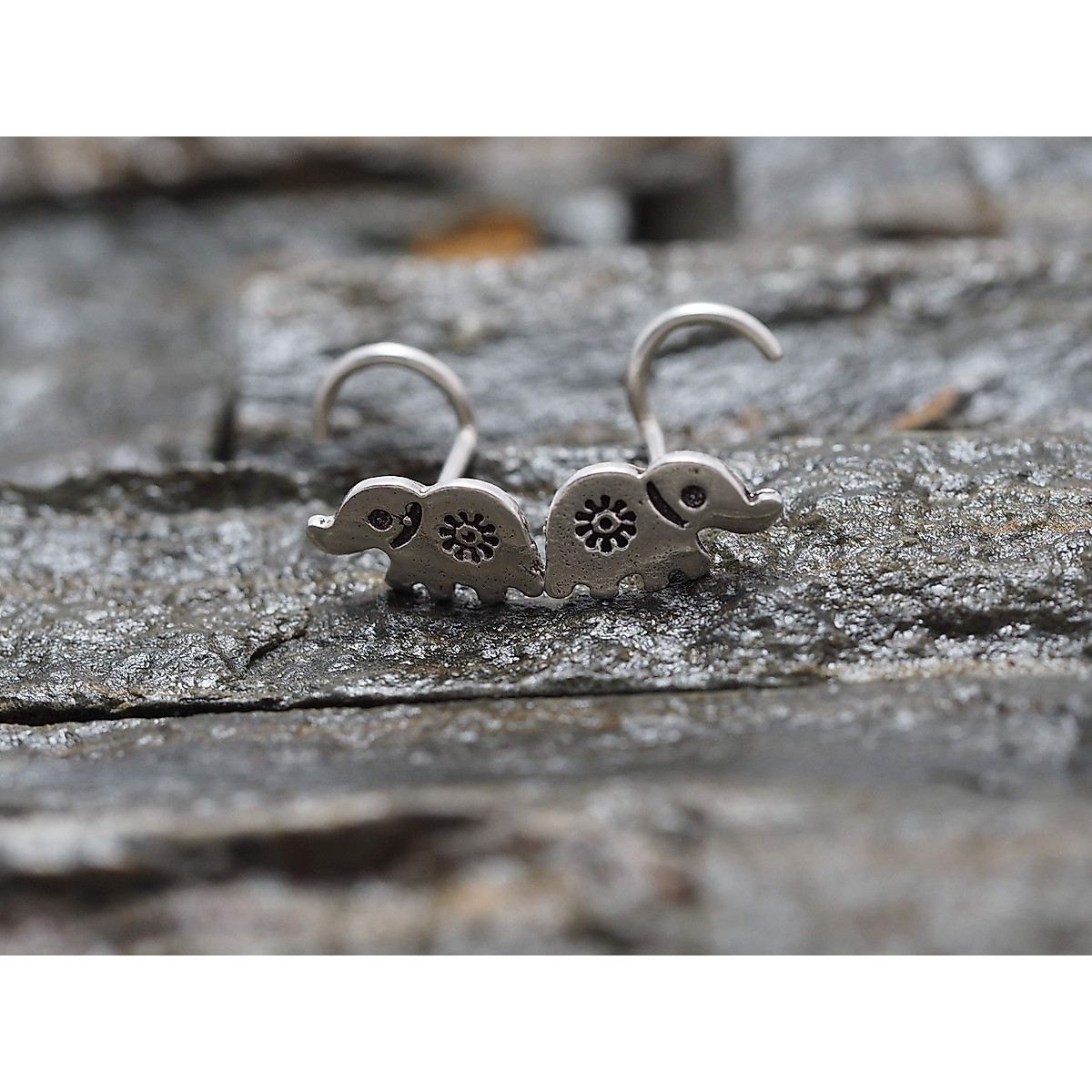 18, 20 Gauge Nose Stud,Elephant, Calf Nose Ring Stud, nose screw, Jewelry Nose Stud, Body Piercing Jewelry, Nose Piercing, Body Jewelry (18g Left Screw)