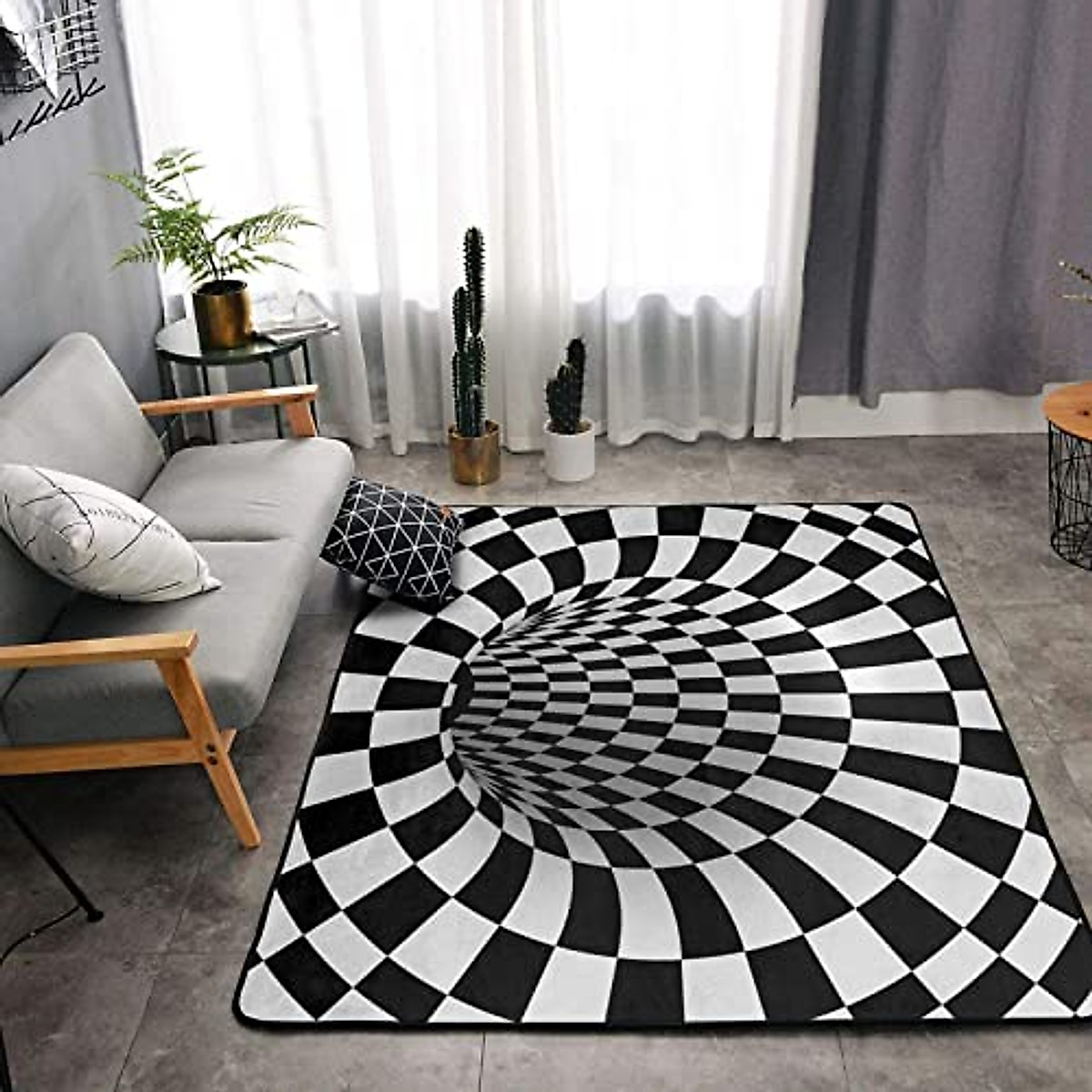 GAGNONLEE 3D Vortexes Illusion Large Rugs Floor Mat Modern Carpet for Home Decoration Area Rug Cozy Art Decoration Polyester Carpet 60 x 40 inch, 60inchL x 40inchW