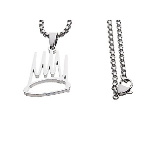 Ridetoxjx Crown Pendant Chain Necklace (Silver)