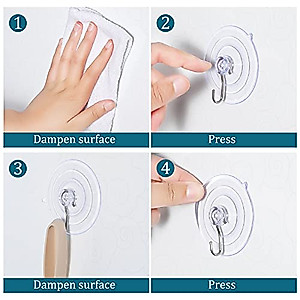 20 Pieces Clear Suction Cups for Glass, Window Suction Cups with Stainless Steel Hook Reusable Heavy Duty Suction Cup Hangers Strong Kitchen Bathroom Hooks for Towel Glass Window Mirror Door Table