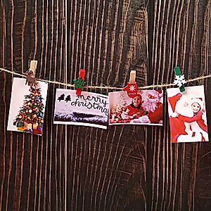 Boao Christmas Wood Clips Christmas Tree Photo Clips Elk Gloves Snowflake Clothespins DIY Photo Pegs for Home School Art Craft Decor (120 Pieces)