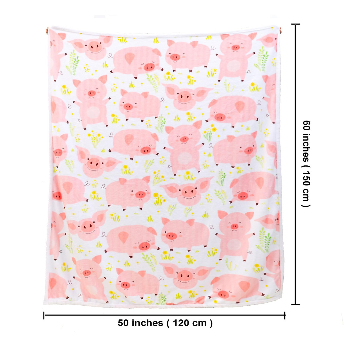 Zevrez Pig Blanket Cute Pink Pigs Pattern Throw Blankets Pig Gifts for Girls Women and Pig Lovers Pig Decor Themed Gifts (Pink Pig, 48"x60")