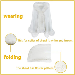 ELFJOY White Faux Fur Bridal Shawl Wrap for Wedding and Evening Dresses - Luxury Fur Cape