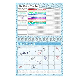 2025 Monthly Desktop/Wall Calendar/Planner - Habit Tracker - Daily, Weekly & Monthly Goal Motivational Habit Tracking Journal Inspirational - (Edition #018)