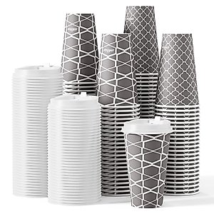 JOLLY PARTY Disposable Coffee Cups with Lids -16 oz (100 Sets) To Go Coffee Cups, Paper Coffee Cups for Beverages Espresso Tea, Suitable for Cafes, Offices and Home