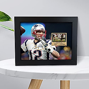 ORIMAMI Sport Fans Gifts - Signed Tom Brady Wooden Framed Photo Art Decor with 1x35mm Memorabilia Film Display,Cool Collectible Gifts for Football Fans - 8x6 Inches