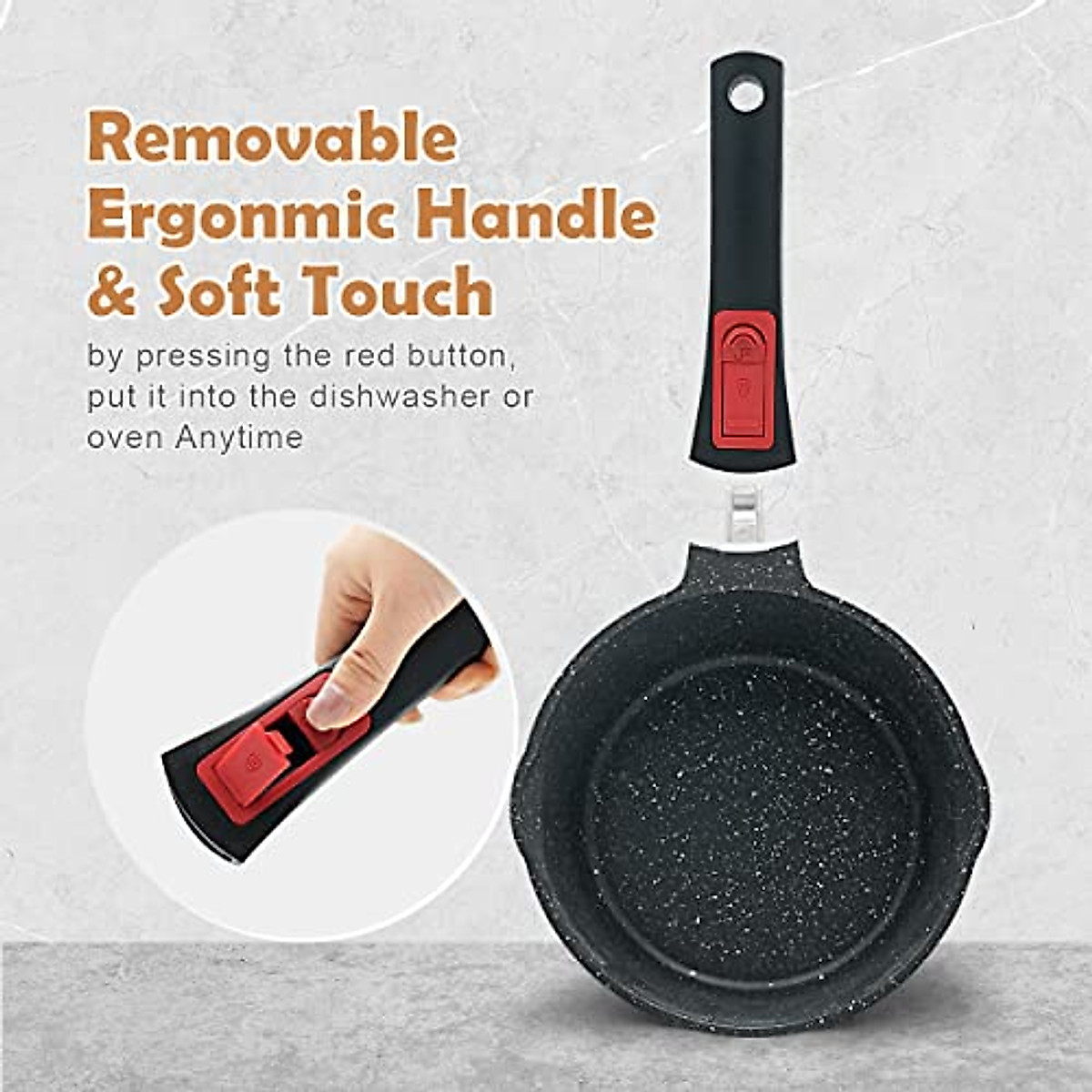 Bobikuke 1.5 Quart Saucepan with Lid, Nonstick Sauce Pan Small Soup Pots for Cooking, Sauce Pot with Lid Compatible for All Stoves, Milk Pan with Removeable Handle, Oven& Dishwasher Safe(BLACK)