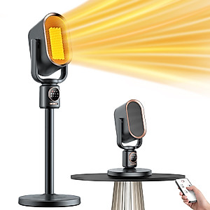 Space Heaters for Indoor Use, 30" Electric 1500W PTC Heater with Night Light Oscillation,Remote Control 3 Mode & 8H Overheat Tip-Over Protection Adjustable Height Ceramic Heater for Bedroom Office Use