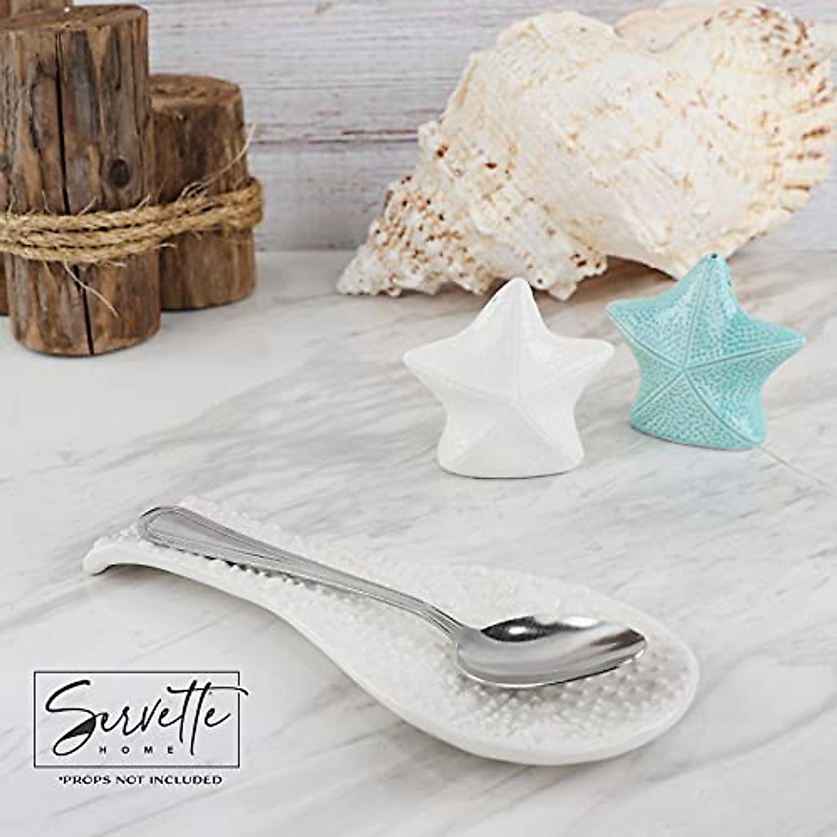 Ceramic Beach Themed Spoon Rest for Kitchen (Dolphin and Palm Tree)