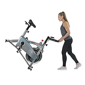 EFITMENT Indoor Cycling Bike, Magnetic Resistance Belt Drive Exercise Stationary Cycle w/ Digital Monitor, Pulse Grips, Ipad/Tablet Holder, Chromed Flywheel