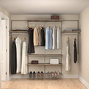 Closet Culture by Knape & Vogt Culture Closet Organization System with 6 Driftwood Wood Shelves, 8 feet