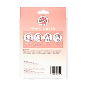 yafa Clarifying Face Sheet Masks with Charcoal, Aloe, Cucumber, Soothing and Detoxifying Korean Skincare for Acne Prone or Stressed Skin, Natural Facial Mask Beauty Treatment, Set of 5