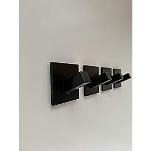 Generic Model Square,Towel Hooks Pack of 4 Towel Holder Wall Hooks Self-Adhesive Hooks Made of Stainless Steel No Drilling Rustproof Ideal for Bathroom Toilet Kitchen Office Matte Black
