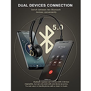 Bluetooth Headset with Microphone, NIXIUKOL Trucker Bluetooth Headset Noise Cancelling Microphone with Charging Base, Hands-Free Wireless Cell Phone Headset for Home Office Call Center Skype PC Laptop