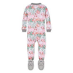 Burt's Bees Baby baby girls Pajamas, Zip Front Non-slip Footed Pjs, 100% Organic Cotton and Toddler Sleepers, Tossed Succulent, 12 Months US