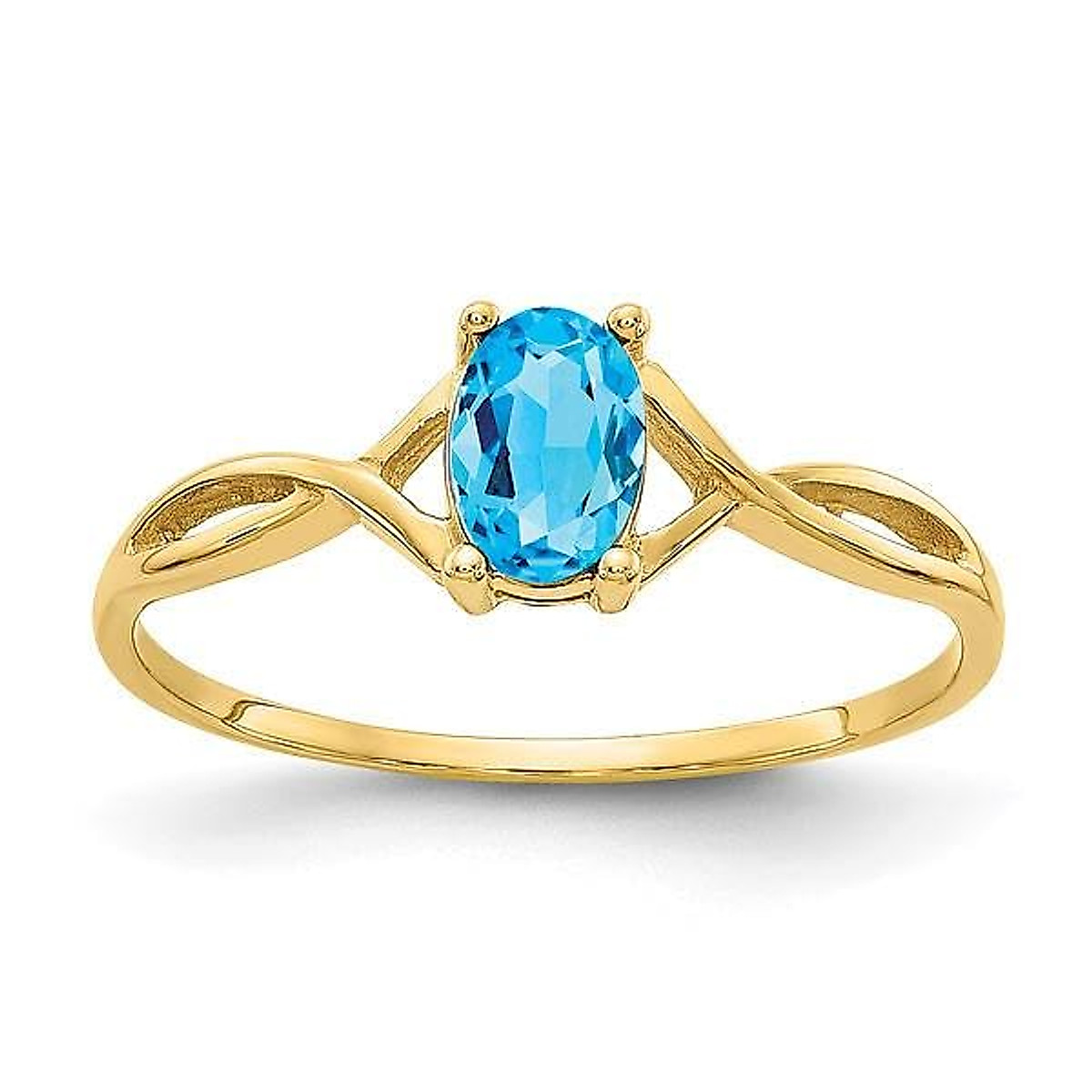 IceCarats 14K Yellow Gold Blue Topaz Ring December Birthstone Jewelry Size 7