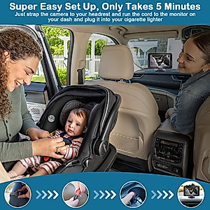 LeeKooLuu Baby Car Camera Display 3 Mins Easy Install - Plug and Play HD 1080P Clear Picture Crystal Night Vision Rear Facing Car Baby Monitor with Camera Wide View Backseat Camera Two Kids LK12