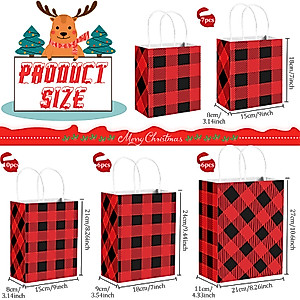 72 Pcs Christmas Gift Bags Red and Black Plaid Paper Bags Christmas Goodie Bags Bulk Birthday Party Favor Treat Gift Bags with Handle for Valentine's Day, Christmas, Wedding Gift