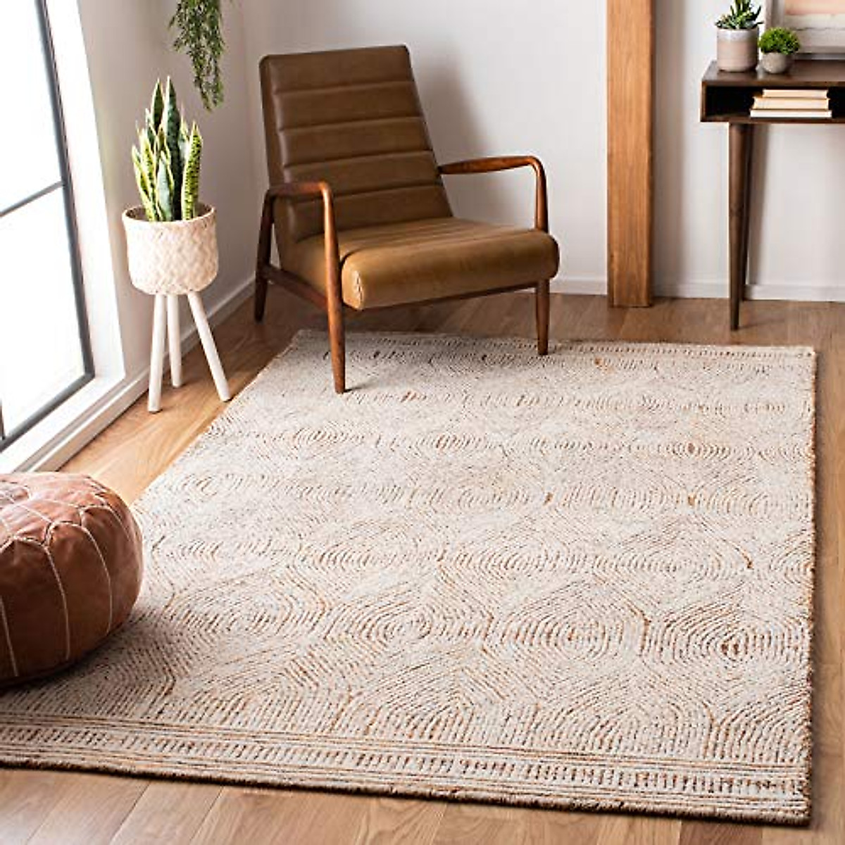 SAFAVIEH Abstract Collection 5' x 8' Ivory / Rust ABT340P Handmade Premium Wool Area Rug