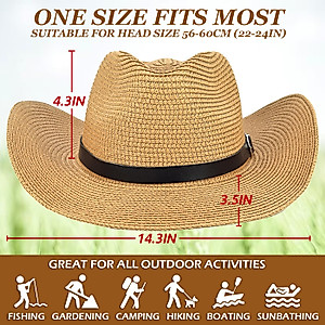 EINSKEY Straw Cowboy Cowgirl Hat for Men Women, Adjustable Sombrero Sun Hat with Shapeable Wide Brim & Detachable Chin Strap