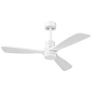 CLUGOJ 52" White Ceiling Fans with Lights Remote Control, Indoor Outdoor Wood Modern Ceiling Fan Noiseless Reversible DC Motor