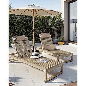 Chaise Lounge Head Resting Pillows, Retro Brown Beckground Dark Green Stripes Outdoor Chaise Pillows, Waterproof Patio Furniture Pillows with Insert and Adjustable Elastic Stripe for Beach Chair