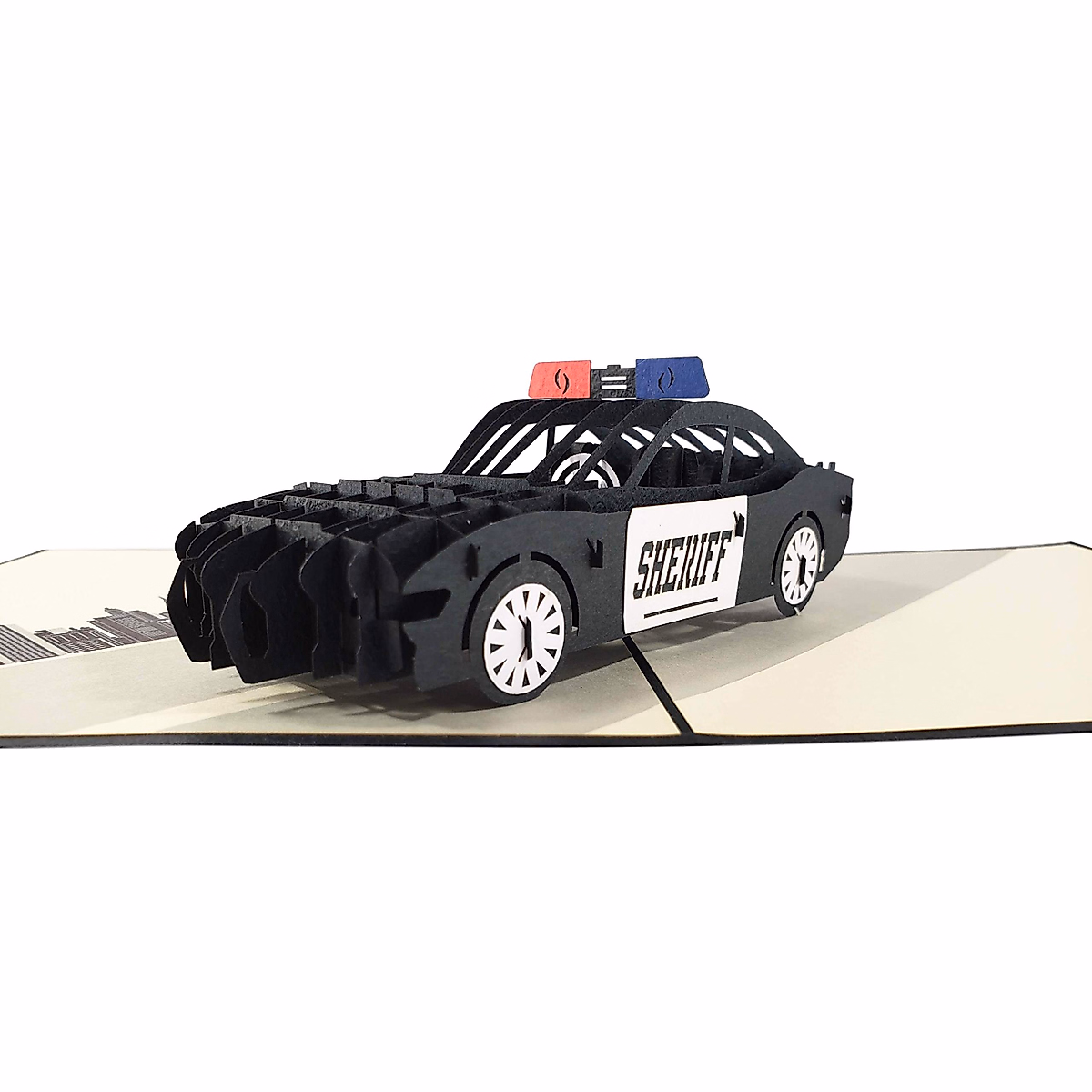 iGifts And Cards Sheriff Car 3D Pop Up Greeting Card - Awesome Undersheriff Happy Birthday Gift, Chief Deputy Retirement, Training Academy Graduation, Thank You, Congratulations