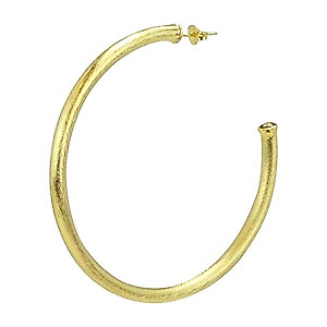 Sheila Fajl Everybody's Favorite Large 2.5 Inch Tubular Lightweight Statement Hoop Earrings in Brush Gold Plated