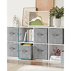 SONGMICS Storage Cubes and Cube Storage Organizer Bundle, 11-Inch Non-Woven Fabric Bins with Double Handles, 6 Cube Closet Organizers and Storage, Gray and Black UROB26LG and ULPC06H