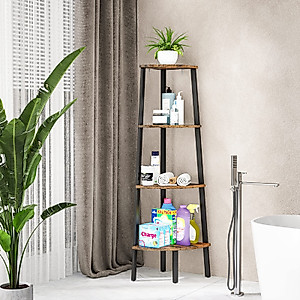 Bennio Brenny Corner Shelf, 4-Tier Ladder Bookshelf, Metal Frame Storage Rack, Shelving Unit, Plant Stand for Living Room, Home Office, Kitchen