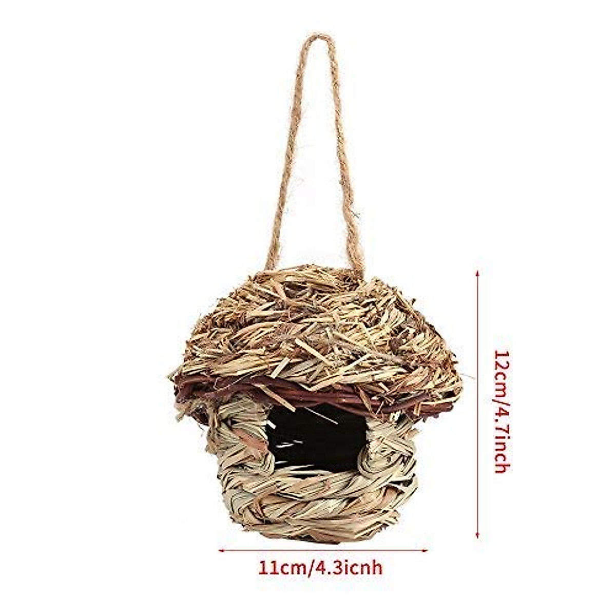 Fdit Bird Nest, Handwoven Straw Bird Nest Cage House Hatching Breeding Cave in 3 Size for Parrot, Canary or Cockatiel or Other Birds(S)