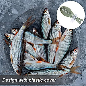 7 Pieces Fish Scaler Brush Remover with Stainless Steel Sawtooth Remover Removing Peeler Cleaning Tool Fish Shape Tweezers for Fish Scales Removing Peeling