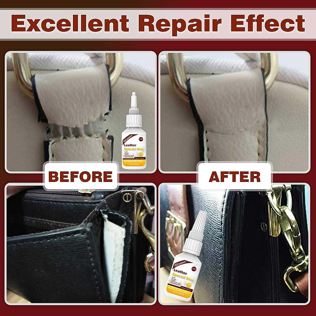 Viomis 30g Leather Glue, Special Fabric Adhesive for Leather craft, Shoe Repair, Furniture Upholstery, DIY | Strong Bonding Permanent Clear Washable for Genuine Leather Clothing Bags Seats Sofa and PU