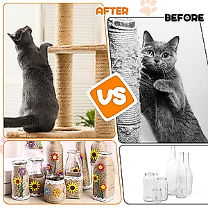 HezzLuv 262FT/80M Cat Scratching Sisal Rope, 6mm Thick Natural Jute Rope for Scratch Posts, Cat Trees, DIY Projects, Sisal Rope for Cat Scratcher with 2 Cat Mouse Toys (262ft)