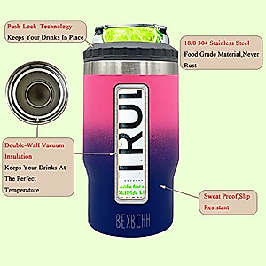 Bexbchh 4-in-1 Slim Can Cooler for 12oz Cans and Beer Bottles,Stainless Steel Double-Wall Insulated Beer Cooler,Universal Beverage Can Holder Keep Drinks Cold,Can Coozie Insulated for Beer, Soda