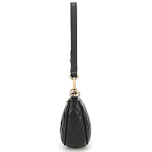 lola mae Classic Clutch Shoulder Purse Underarm small Handbag for Women Simple Chain Strap Crossbody Bag with Zipper Closure (Black- Quilted 720)