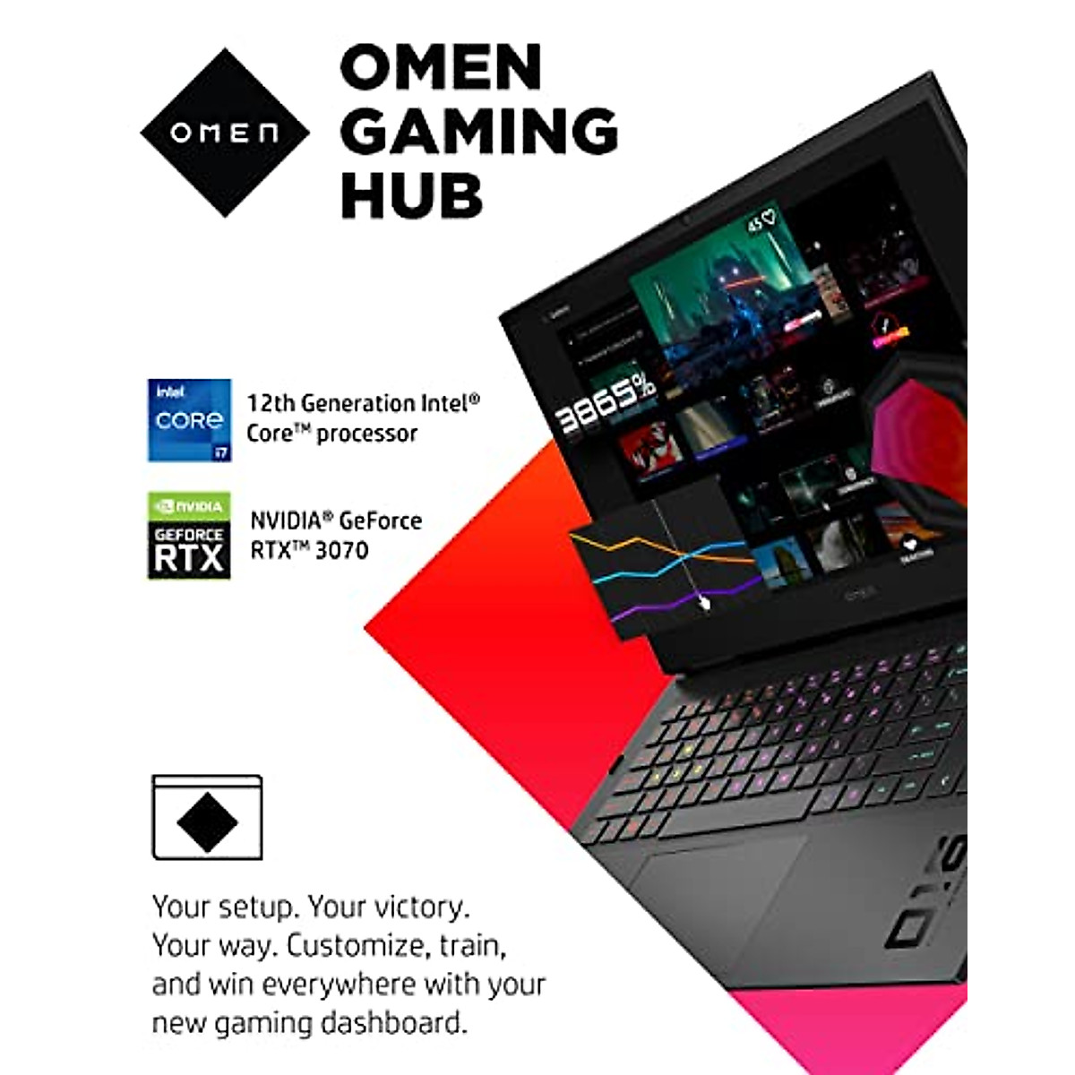 HP OMEN Laptop 16, NVIDIA GeForce RTX 3070, 12th Gen Intel Core i7-12700H, 16 GB RAM, 512 GB SSD, Quad HD IPS Display, Windows 11 Home, RGB Backlit Keyboard, Enhanced Thermals (16-b1020nr, 2022)