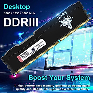 Yongxinsheng DDR3 8GB Kit (4GBx2) Desktop RAM 1600MHz PC3-12800 UDIMM Non-ECC Unbuffered 1.5V 2Rx8 Dual Rank 240 Pin CL11 PC Computer Memory Upgrade Module (Black)