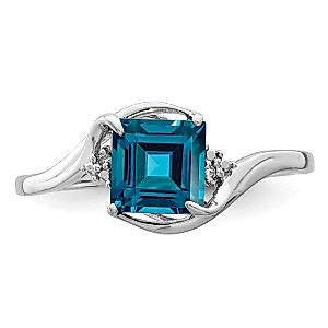 IceCarats 925 Sterling Silver Diamond London Blue Topaz Ring Gemstone Band Size 6