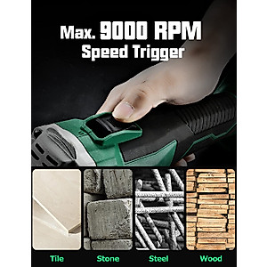 KIMO Cordless Grinder 20V Cordless Angle Grinder w/ 4.0Ah Li-Ion Battery & Charger, 9000RPM Brushless Motor, 4-1/2'' Blade, Electric Brake, 2-Position Handle, Battery Grinder Tool for Metal Wood