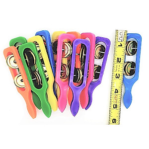 12 Cymbals With Plastic Handles (5") Kids Party Supplies, Preschool Musical Instruments, Noisemakers (12 Pack) multicolor