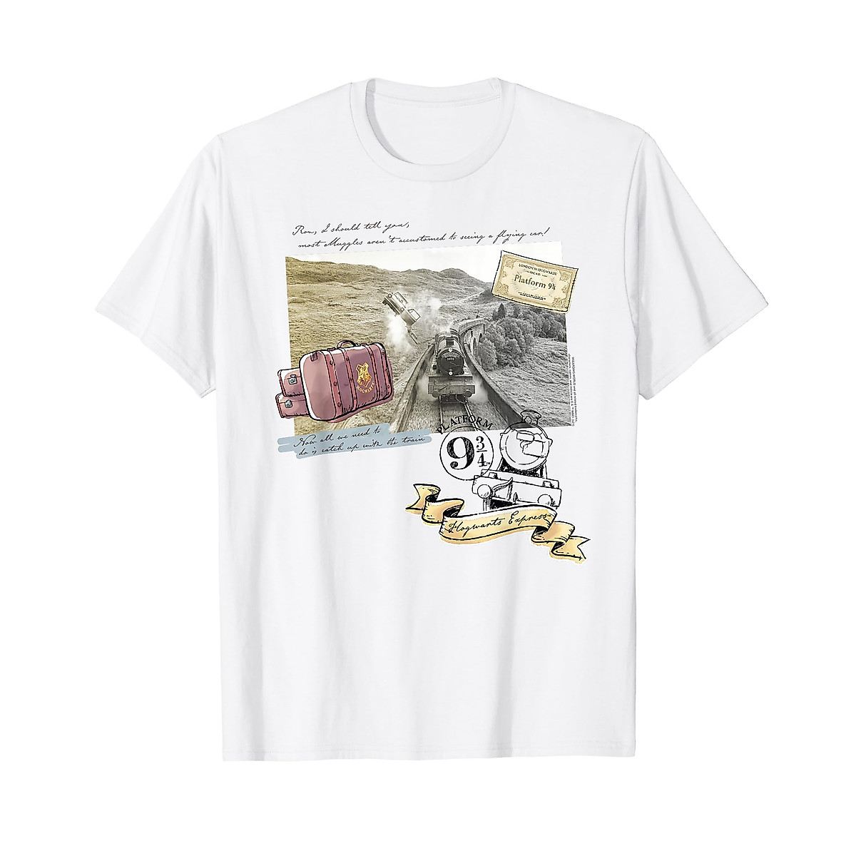 Harry Potter Hogwarts Express Flying Ford Anglia T-Shirt