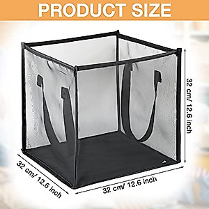 6 Pcs Popup Laundry Hamper 12.6 Inch Small Collapsible Laundry Baskets with Handles, Portable Mesh Laundry Hamper, Foldable Clothes Hamper for Washing Storage, Kids Toy College (Black,Single Layer)