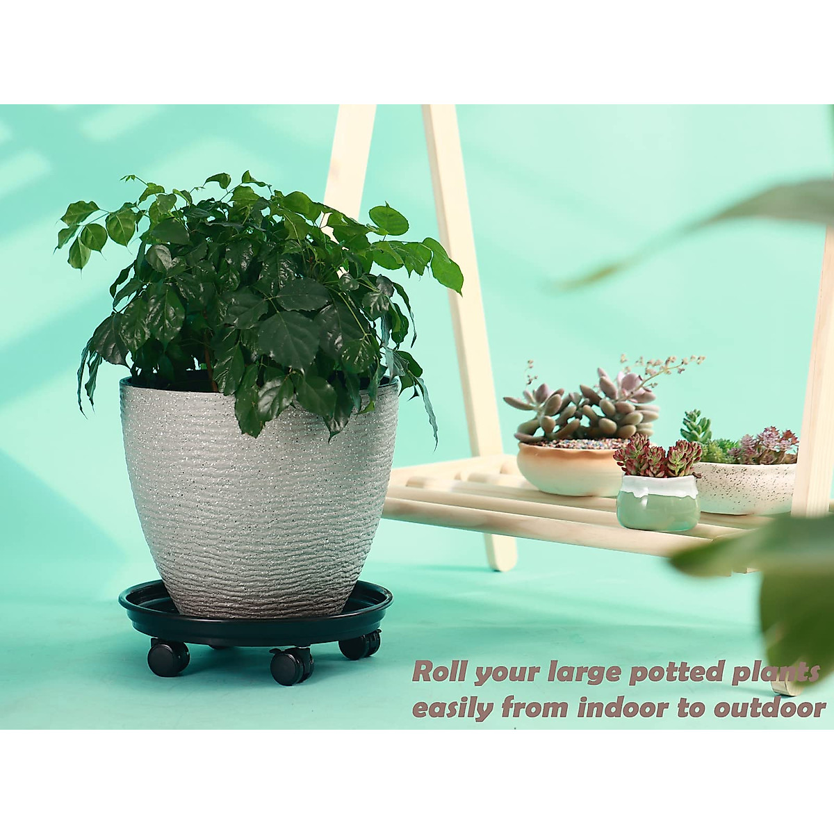 8 Packs Large Plant Caddy with PU Wheels 12" Rolling Plant Stands Heavy-duty Plastic Plant Roller Base Pot Movers Plant Saucers on Wheels Indoor Outdoor Plant Dolly with Casters Planter Tray Coaster