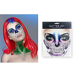 Skull Face Jewels Day of the Death Face Gems for Halloween Face Decals,6-Pack