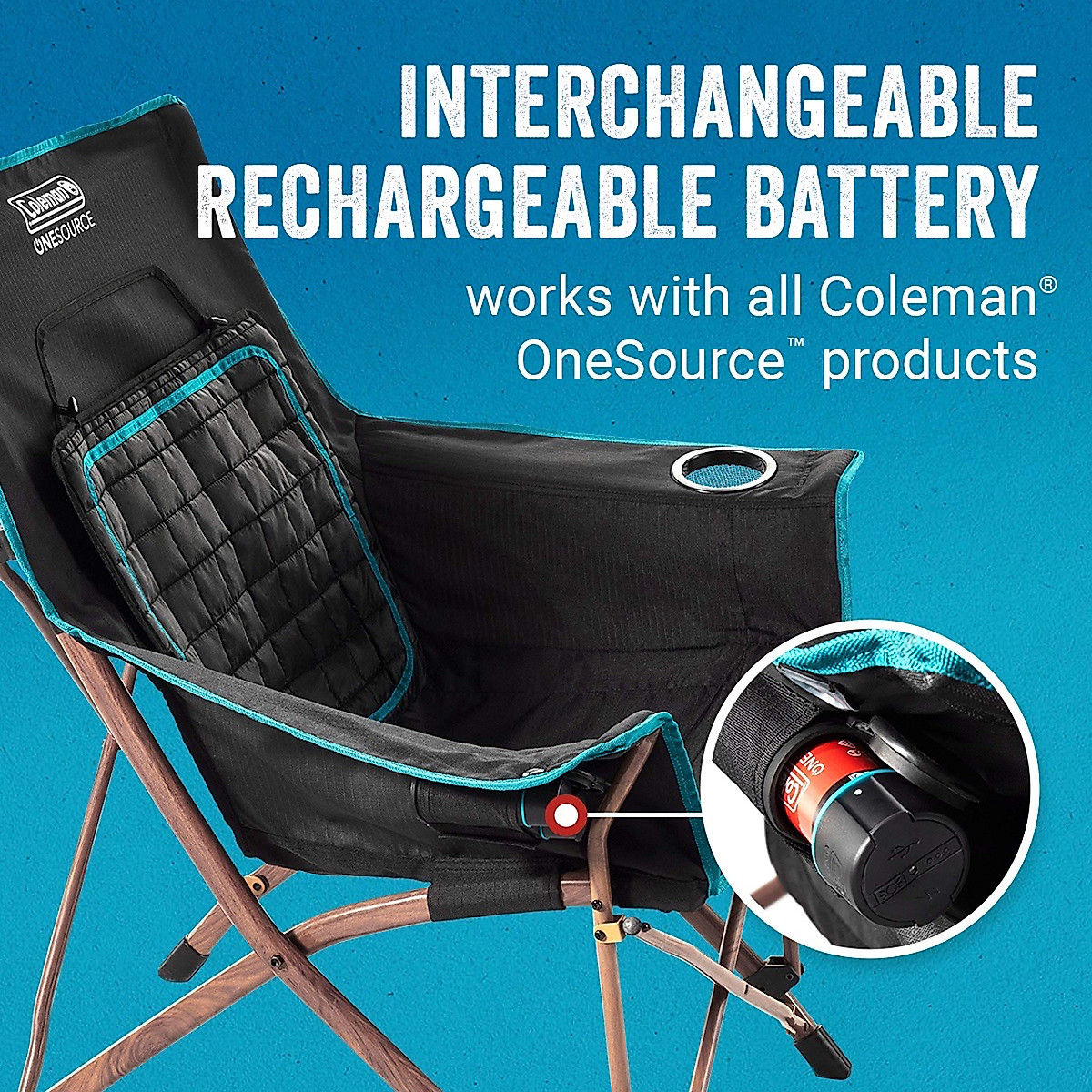 Coleman Rechargeable Heated Camping Chair | OneSource Heated Chair & Lithium Ion Battery