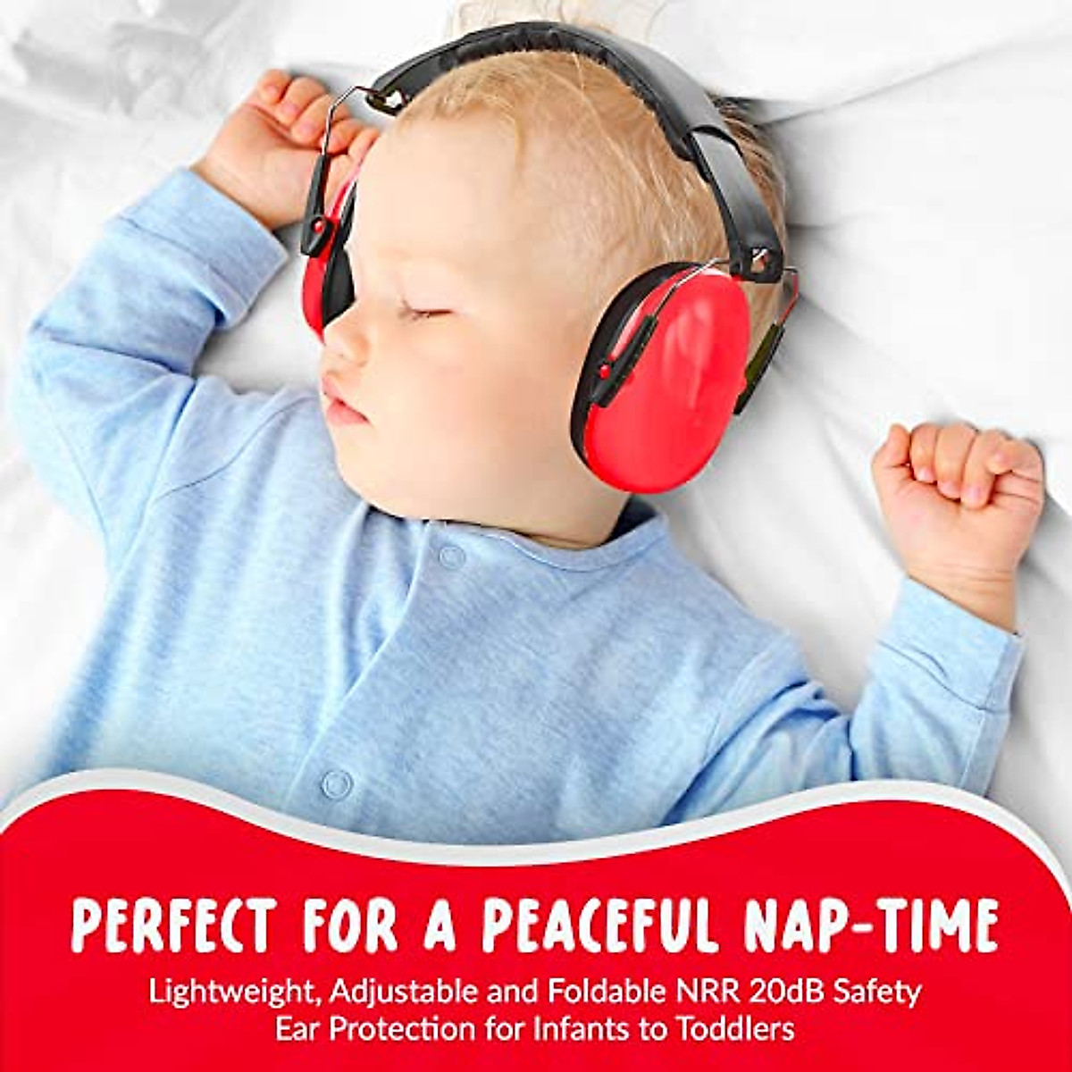 Baby Hearing Protection Earmuffs with Noise Reduction - Lightweight, Adjustable and Foldable NRR 20dB Safety Ear Protection for Infants to Toddlers (3 Months to 2 Years)