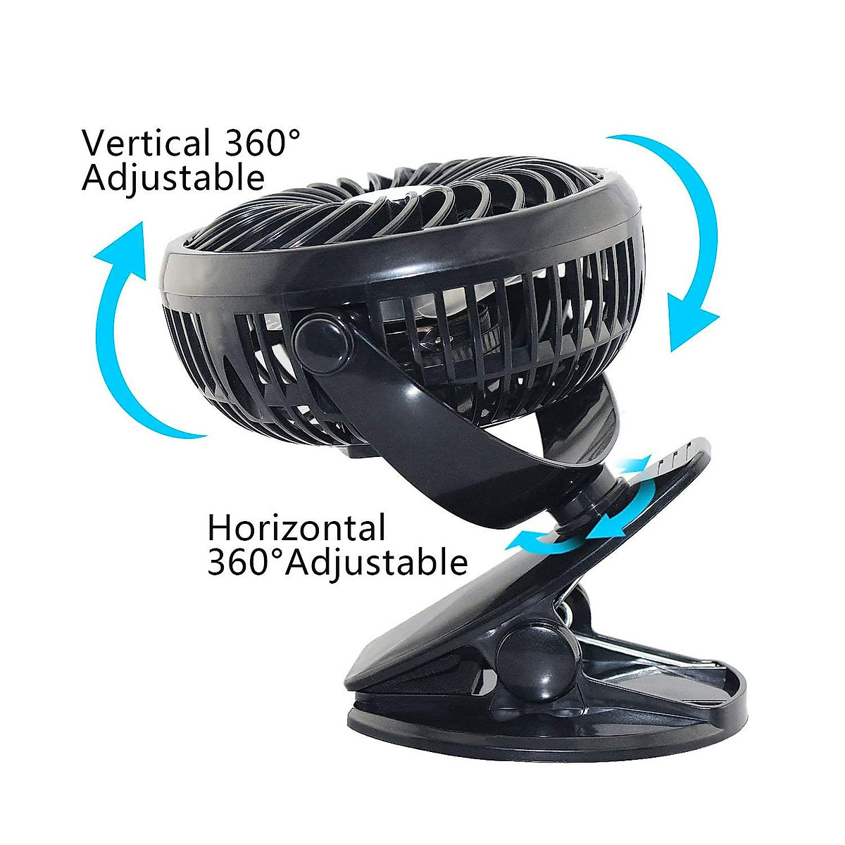 Stroller Fan Clip on Fan Rechargeable Battery Operated Fan - Powerful Airflow Low Noise - SWZA Portable Clip Fan for Baby Stroller Travel Hiking Camping