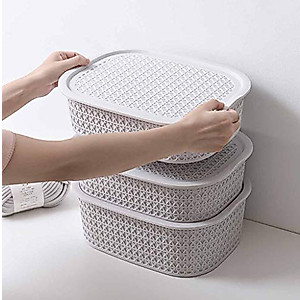 Czlsd Covered Underwear Storage Box Three-Piece Thickened Grid Panties Socks Storage Box Plastic Wardrobe Bra Finishing Box (Color : White)